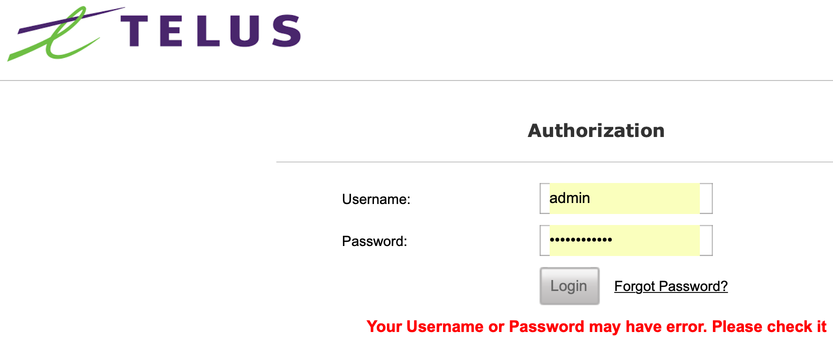 Can't access router admin page (192.168.1.254) | TELUS Neighbourhood