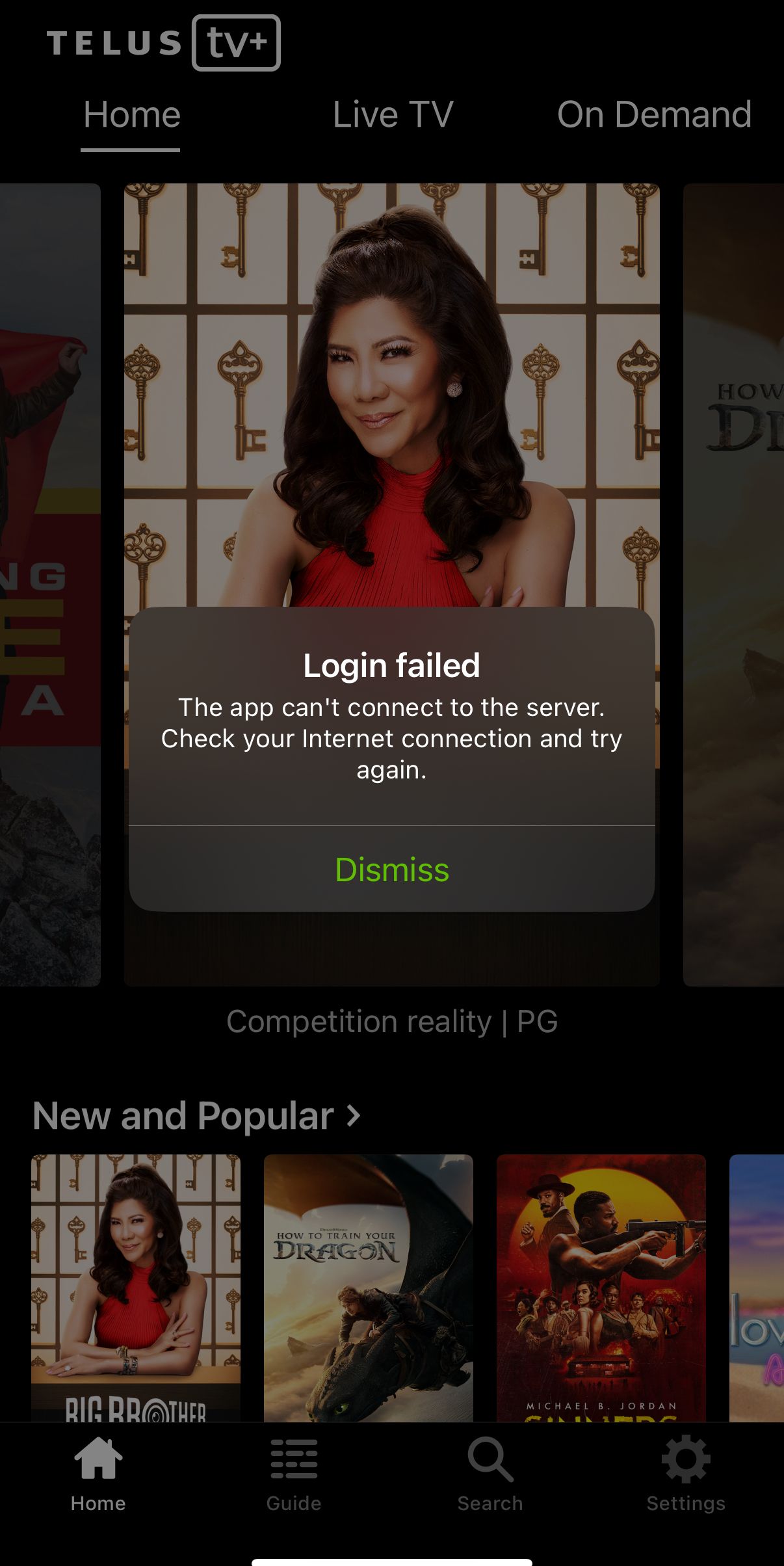 Error message for TV+ app, can’t log in | TELUS Neighbourhood